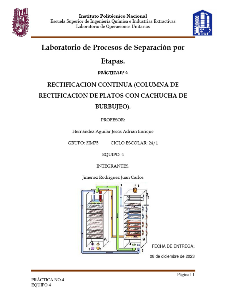 Rectificación Continua En Destilación Pdf Destilación Operaciones
