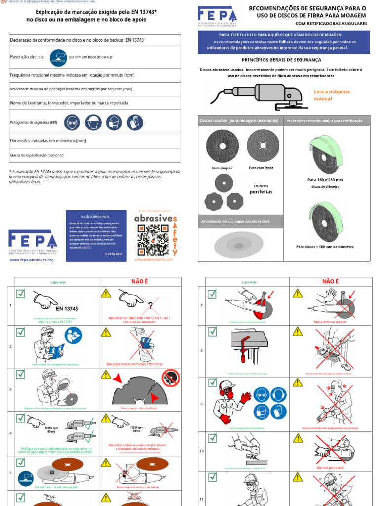 Fepa Safety Leaflet Fibre Discs English - En.pt | PDF