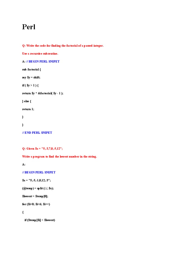 Perl Code Snippets for Common Tasks | PDF