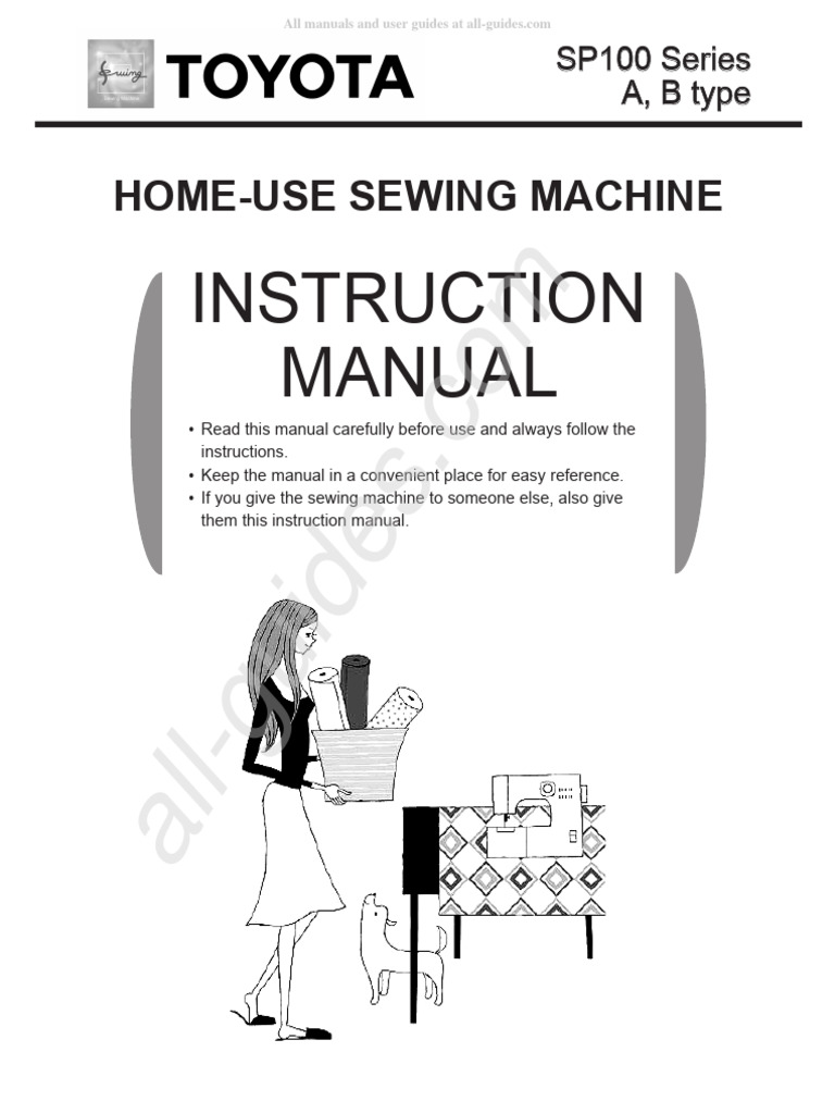 Toyota SP100 Series Sewing Machine Instruction Manual | Download Free ...