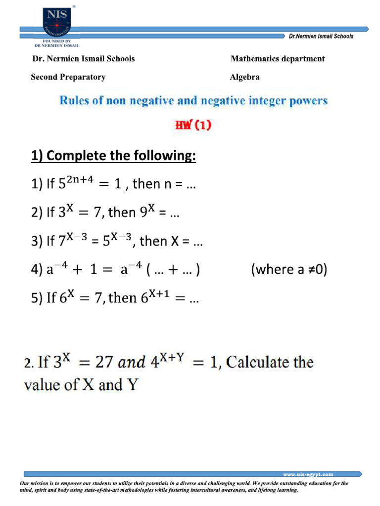 Math HW On The Powers | PDF