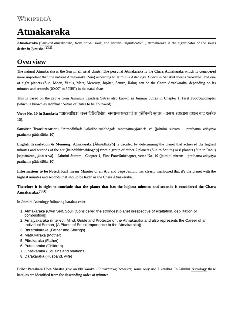 Jaimini Astrology: Atmakaraka Guide | PDF | Astronomy | New Age Practices