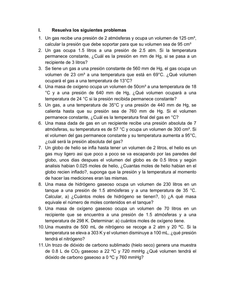 Ejercicios de fisicoquímica U2 (EA-2024) | PDF | Gases | Mole (Unidad)