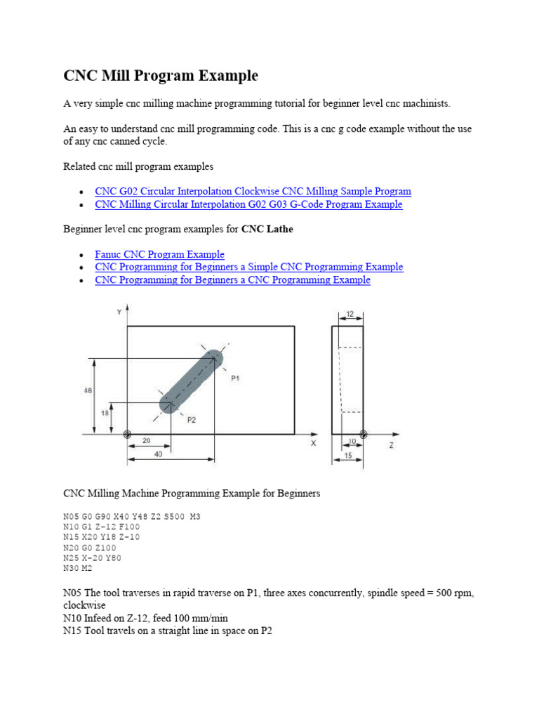 CNC Mill Program Example | PDF CNC Mill Program Example | PDF
