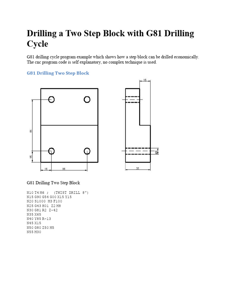 Drilling A Two Step Block With G81 Drilling Cycle | PDF