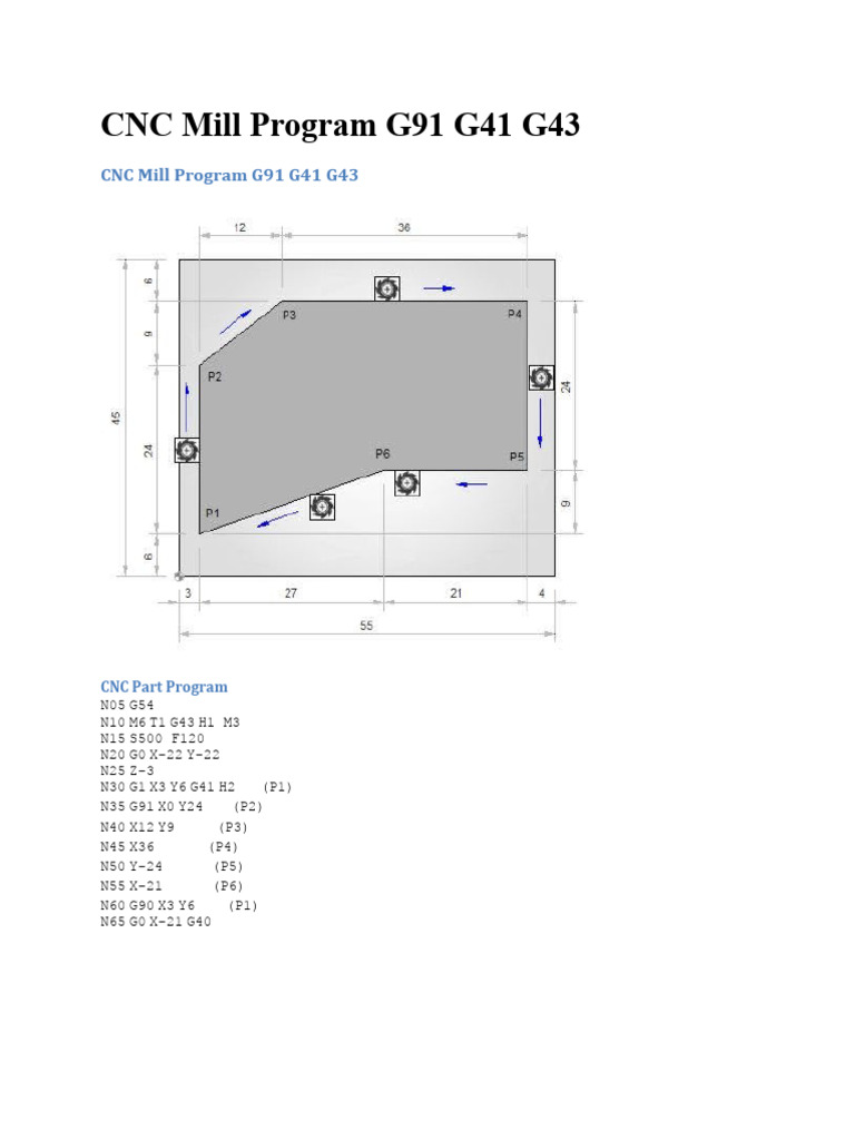 CNC Mill Program G91 G41 G43 | PDF CNC Mill Program G91 G41 G43 | PDF