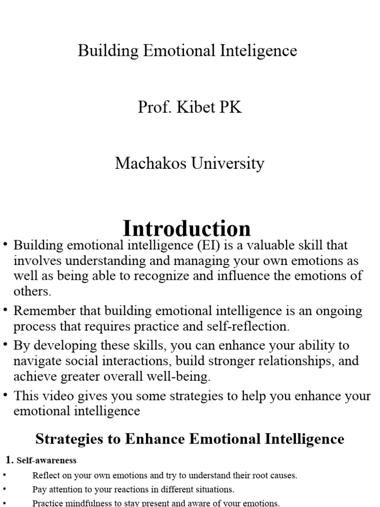 Building Emotional Intelligence | PDF | Career & Growth | Self-Improvement