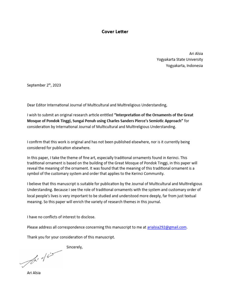 Cover Letter Ari Alsia | PDF