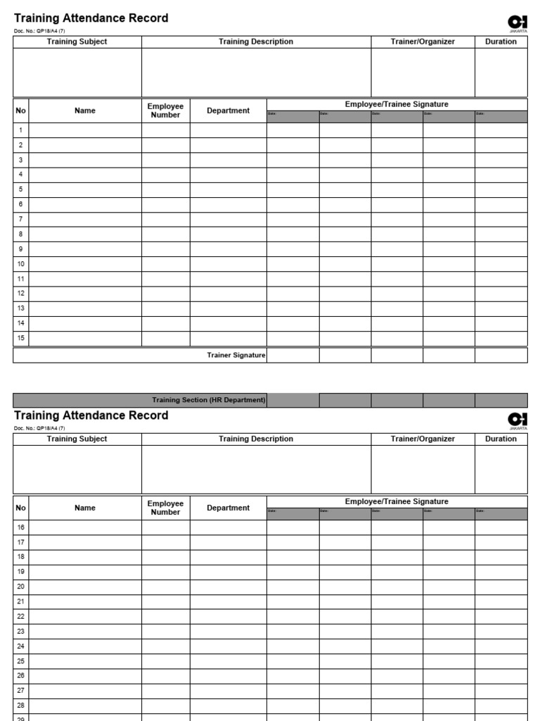 Training Attendance Record - 2023 2 | PDF