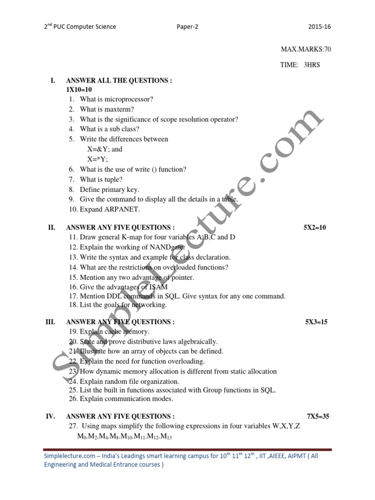 2nd PUC Computer Science Paper 2 | PDF | Sql | Function (Mathematics)
