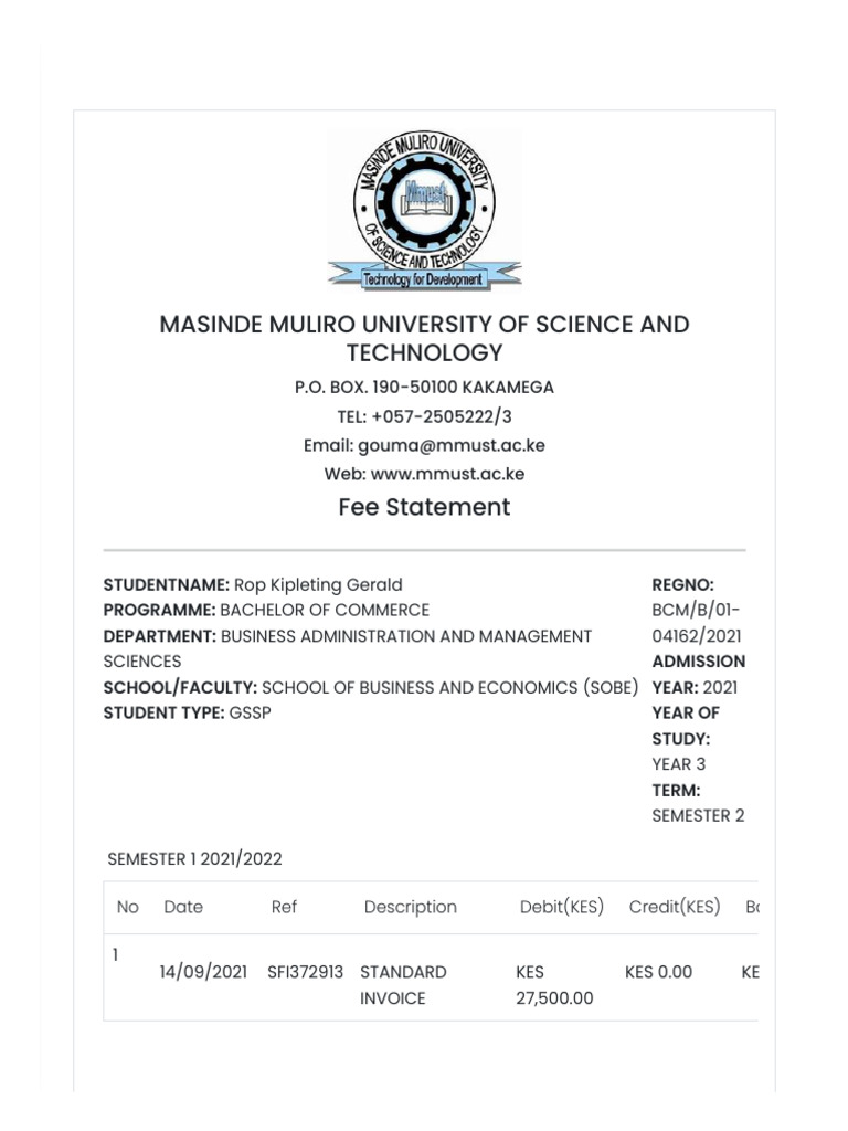 Masinde Muliro University of Science and Technology | PDF | Financial ...