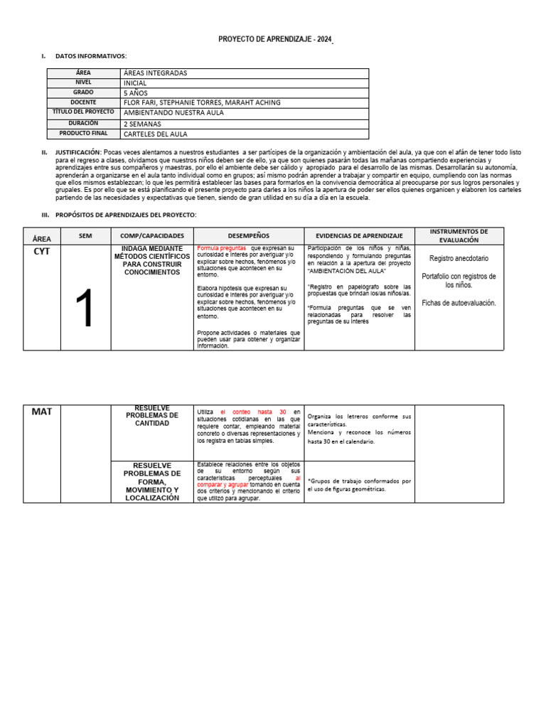 Sem 1 Ambientacion | PDF | Evaluación | Aprendizaje