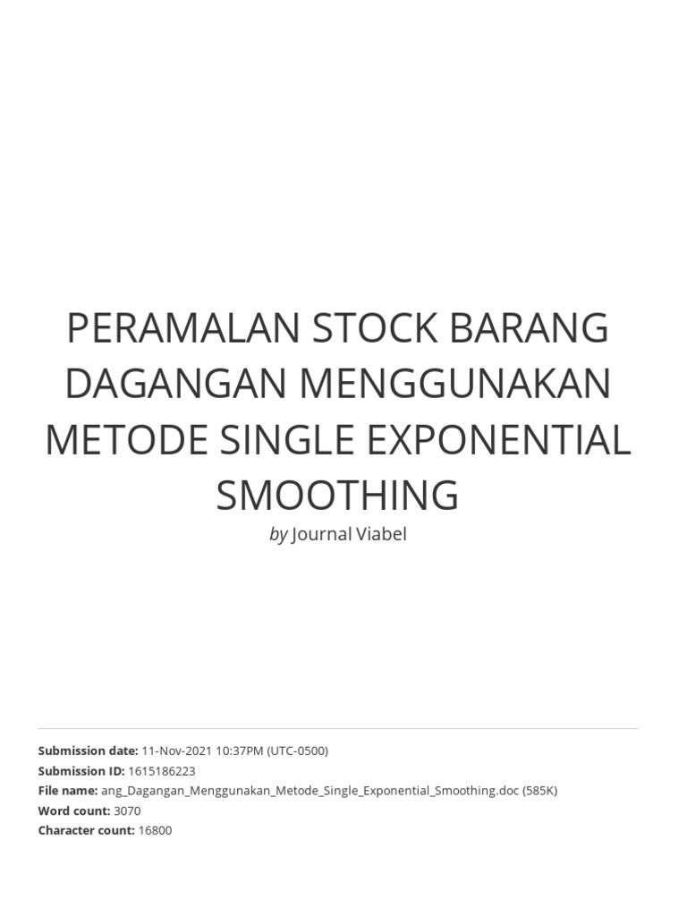 Peramalan Stok Menggunakan Smoothing | PDF | Publishing