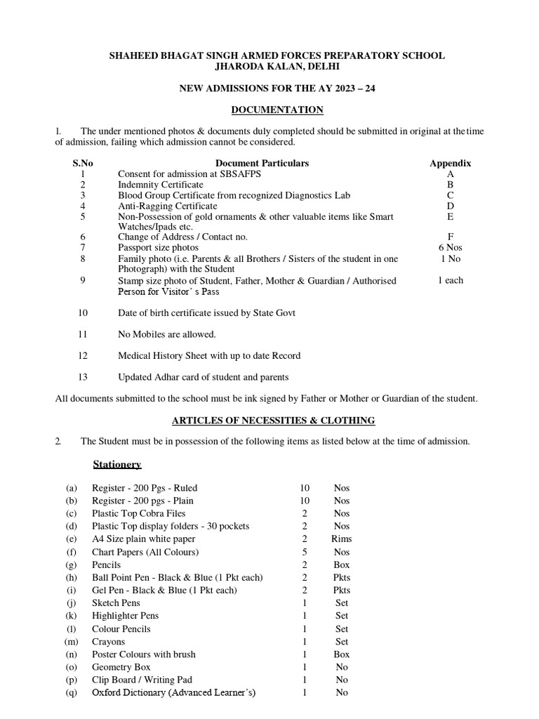 Joining Instructions - 2023 | Download Free PDF | Indemnity