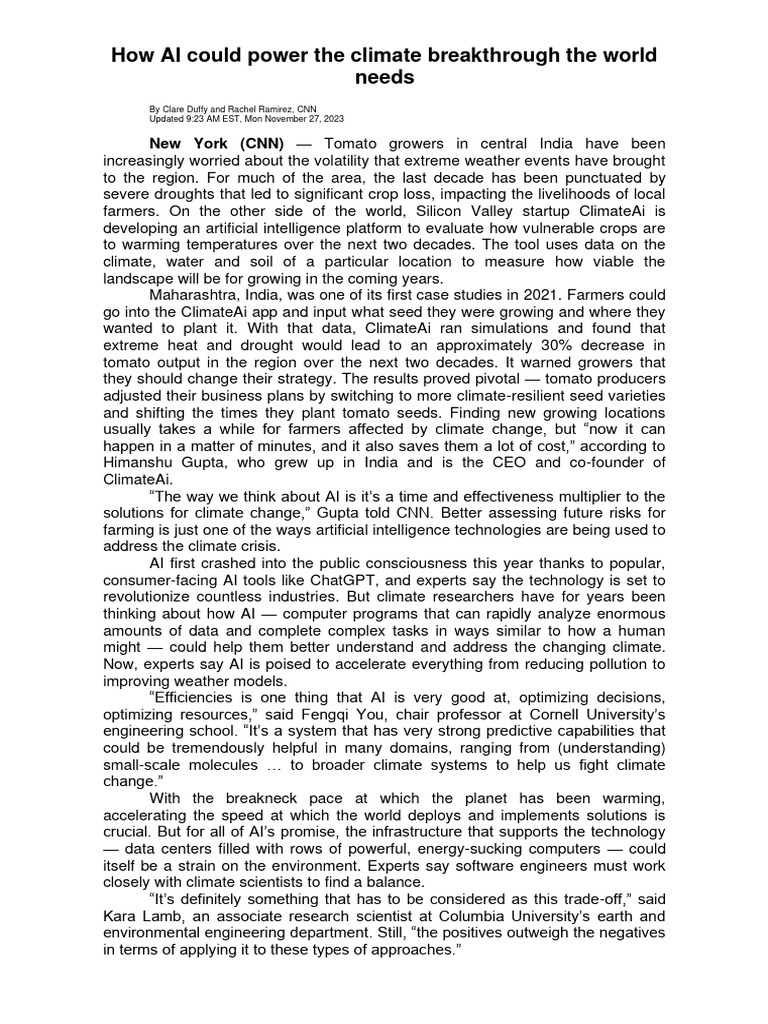 Transversal - How AI Could Power The Climate Breakthrough The World | PDF | Artificial ...