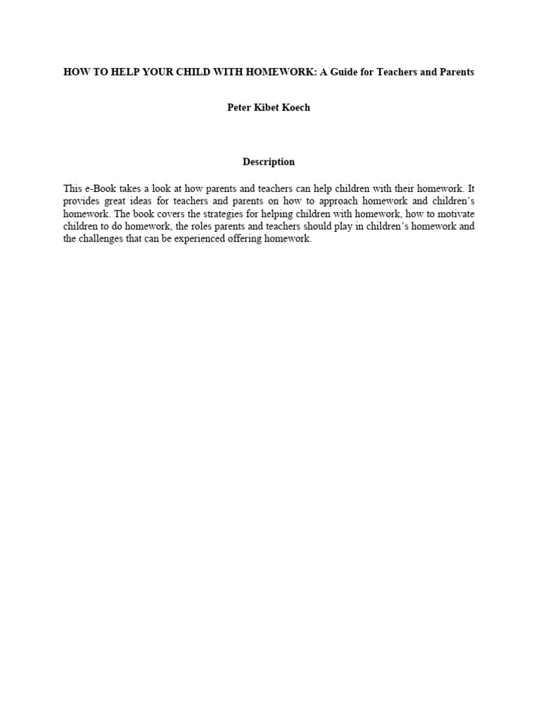 How To Help Your Child With Home Work-A Guide Forteachers and Parents ...