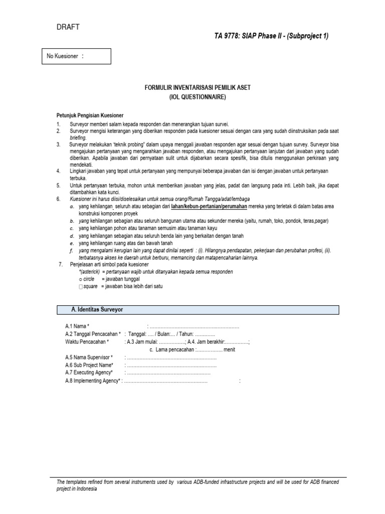 ADB-IOL Questonnaire Template+bahasa | PDF