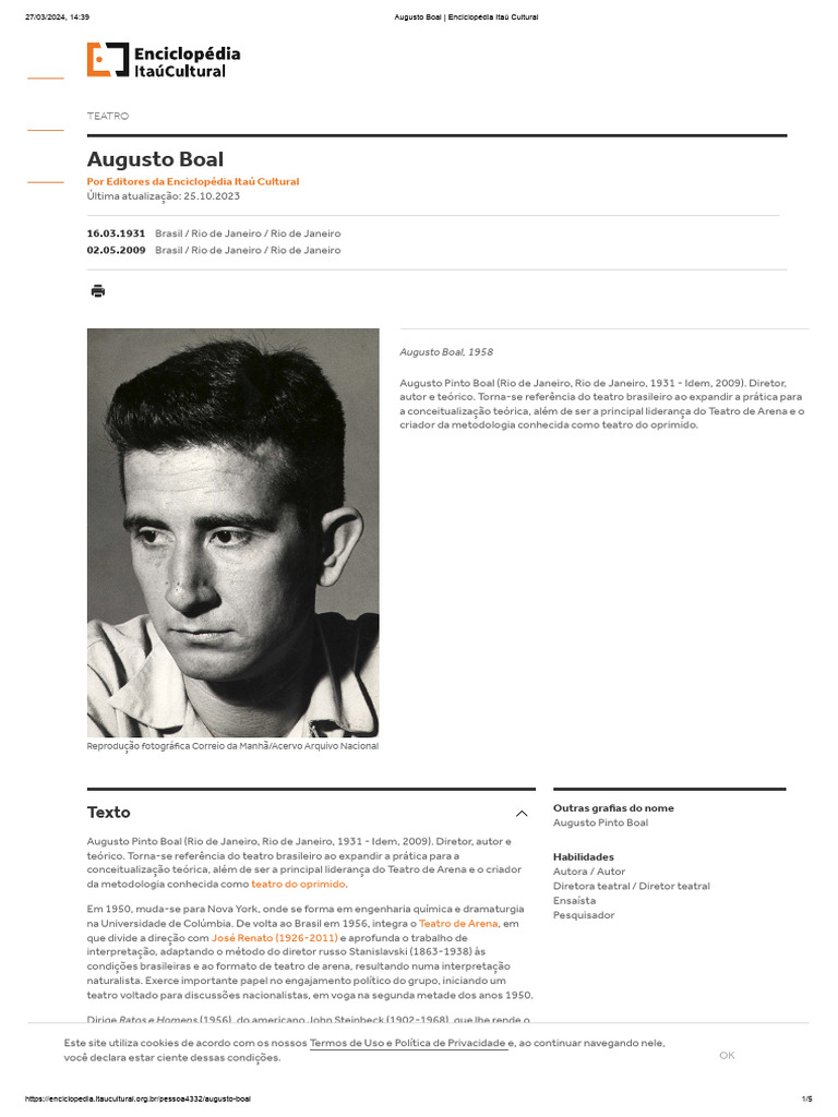 Biografia de Augusto Boal | PDF | Arte