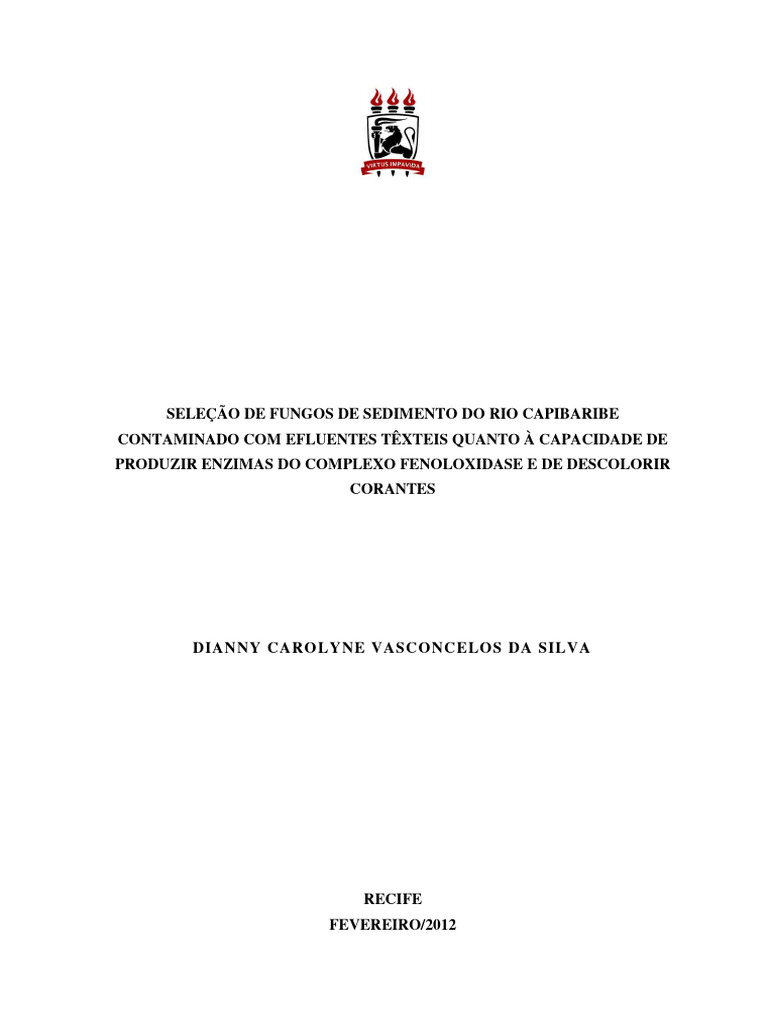 Seleção de Fungos de Sedimento Do Rio Capibaribe | PDF | Tintura | Química Seleção de Fungos de Sedimento Do Rio Capibaribe | PDF | Tintura | Química