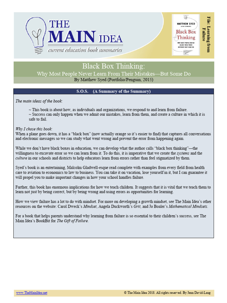 Black_Box_Thinking | PDF | Medical Error | Brainstorming