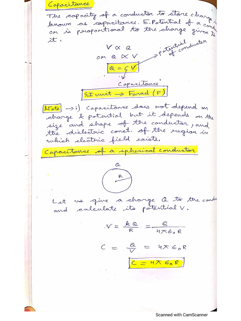 Capacitance Notes | PDF