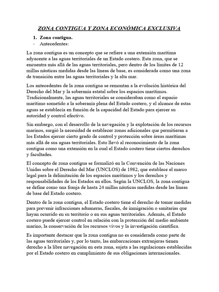 Zona Contigua y Zona Económica Exclusiva | PDF | Zona económica ...
