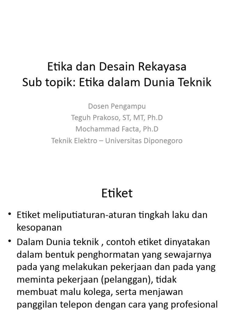 Etika Profesional dalam Rekayasa Teknik | PDF | Seni