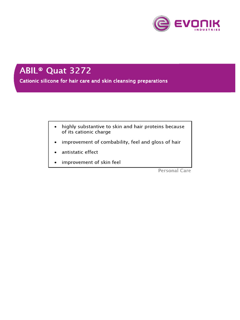 ABIL Quat 3272 J0912 | Download Free PDF | Shampoo | Surfactant