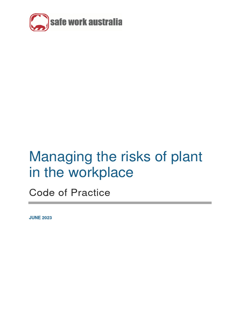 Dec 2023 - Code of Practice - Managing The Risks of Plant in The ...