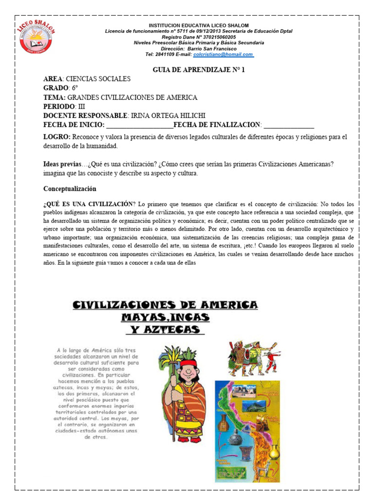 Grado 6. Civilizaciones Americanas | PDF