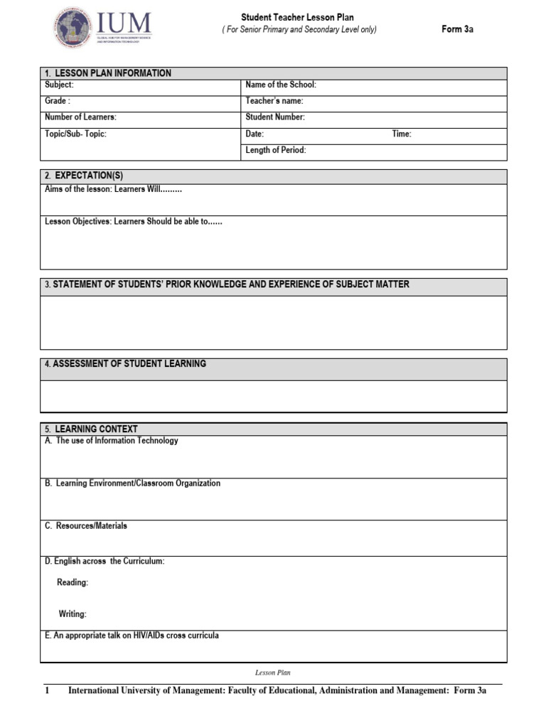 Form 3a Lesson Plan Template-1 - 072604 | PDF