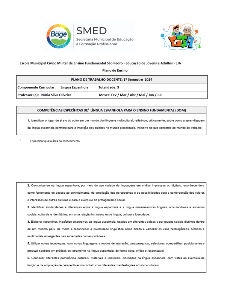 Esp_Tot_3_Plano de Ensino - EJA -2024.docx - Copia | PDF | Educação ...