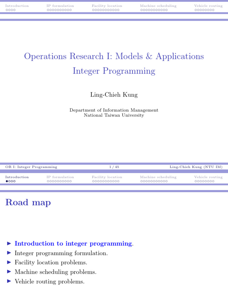 OR1 03 IPmodeling | PDF | Scheduling (Computing) | Linear Programming