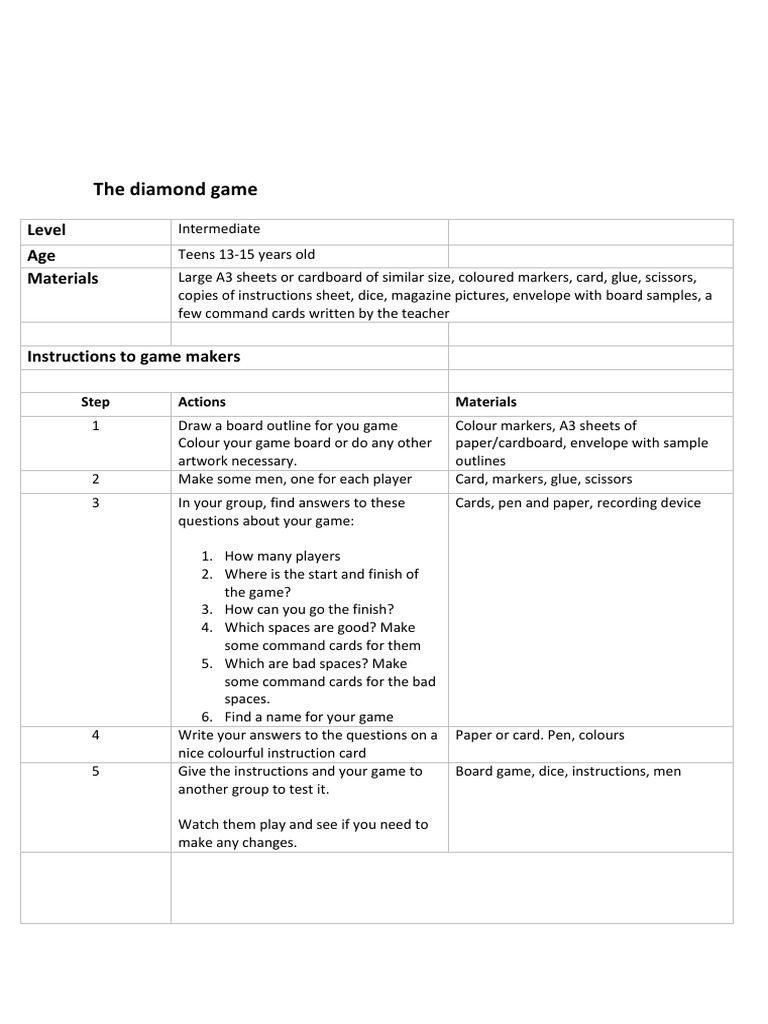 The Diamond Game | PDF | Home & Garden | Art