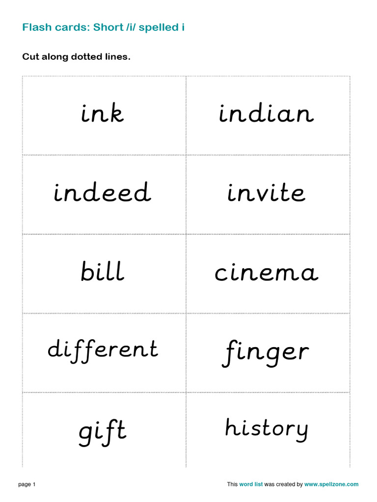 Short I Speled I Flashcards | PDF