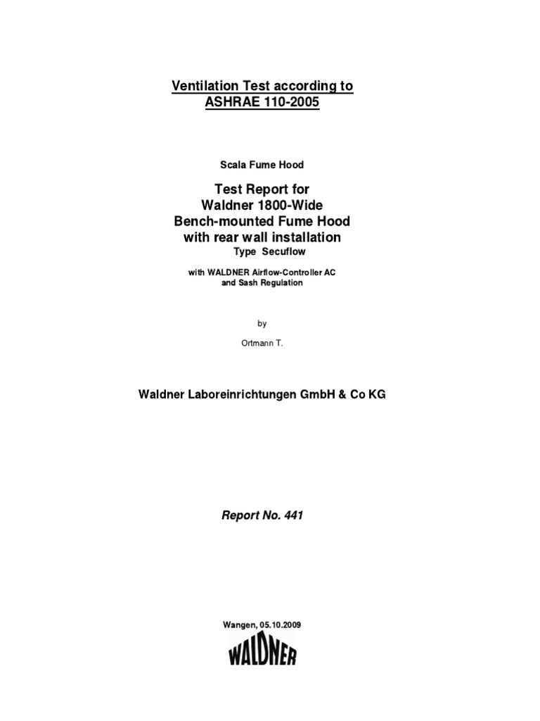 ASHRAE 110-2005 Fume Hood Test Report | PDF