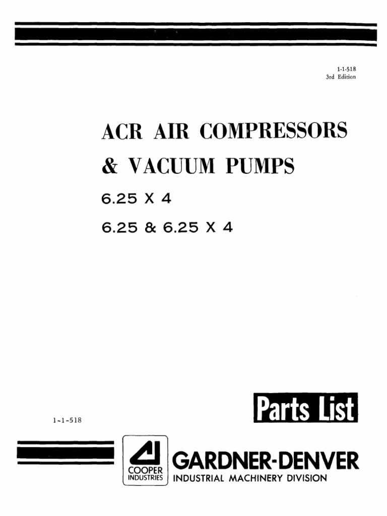 Acr Air Compressors & Vacuum Pumps: Gardner-Denver | PDF | Piston ...