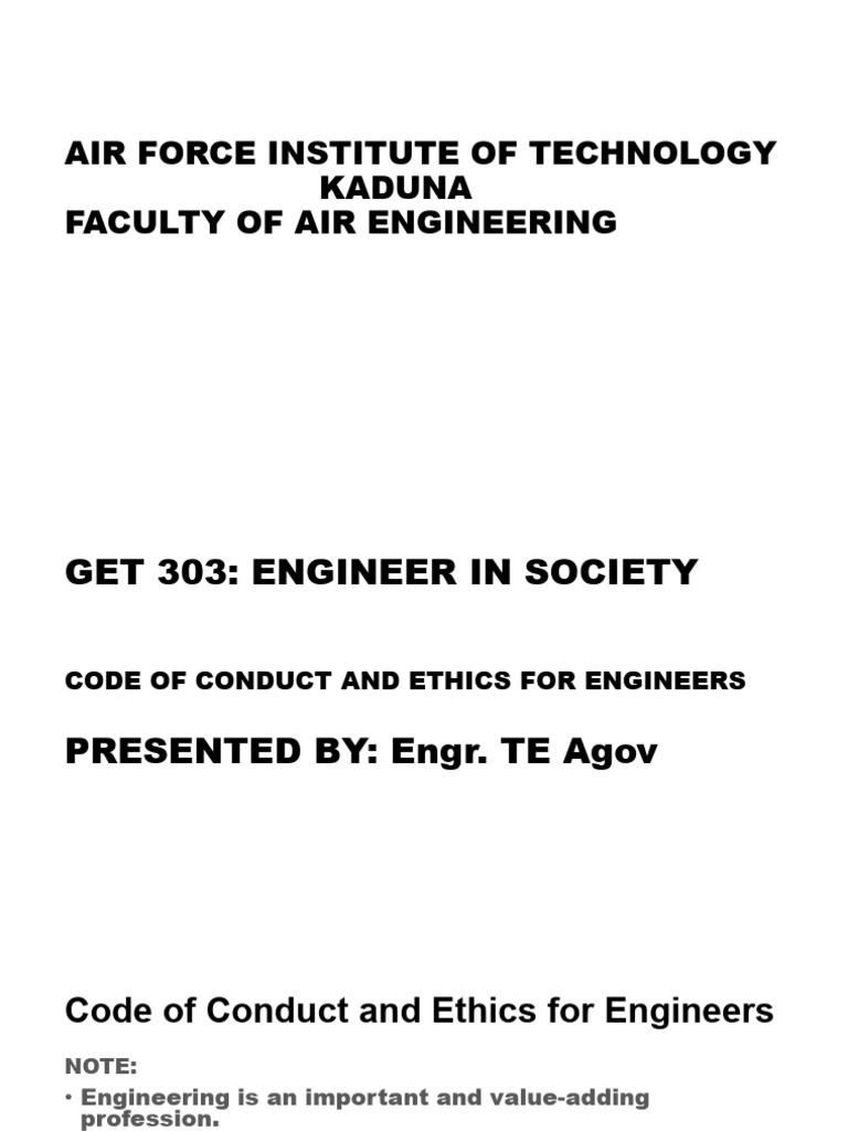 Code of Conduct and Ethics For Engineers | PDF