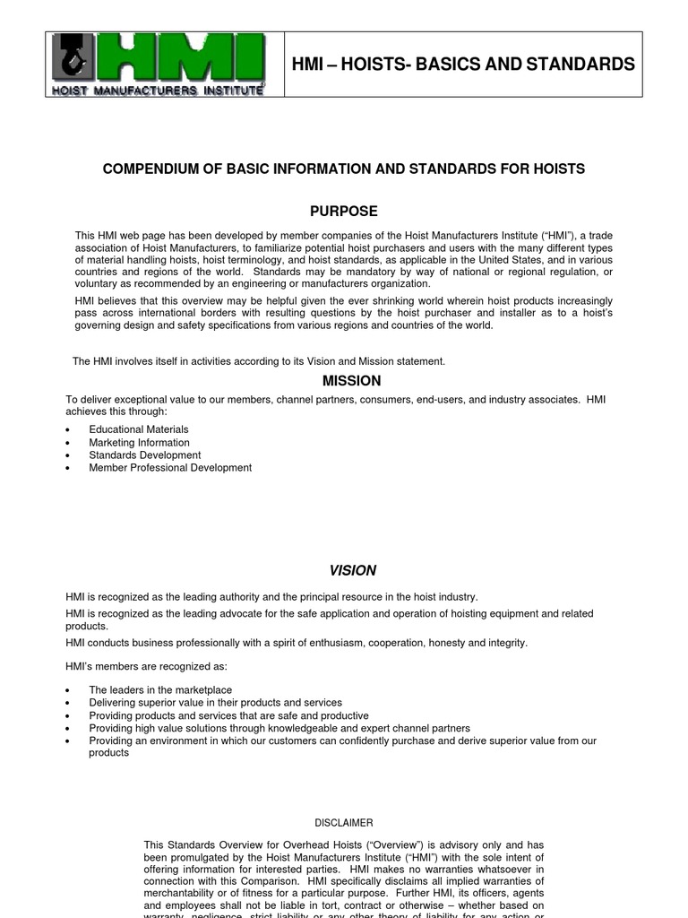 Hoist Basics and Standards | PDF | Crane (Machine) | Elevator