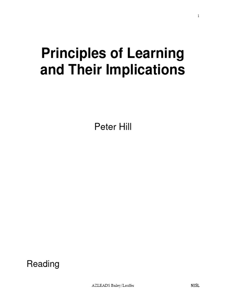 Principles of Learning and Their Implica | PDF