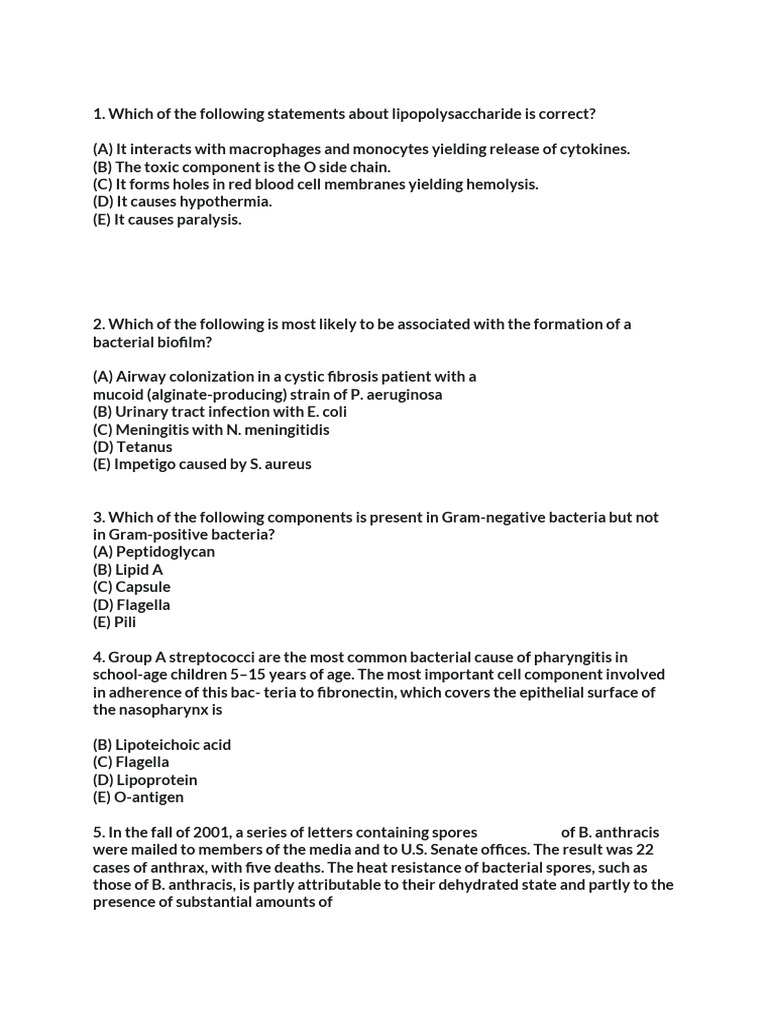 Bacterial Structures and Functions Quiz | PDF | Bacteria ...
