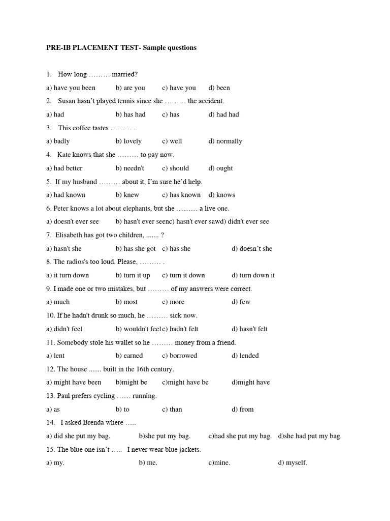 PRE-IB - Test ENGLISH | PDF