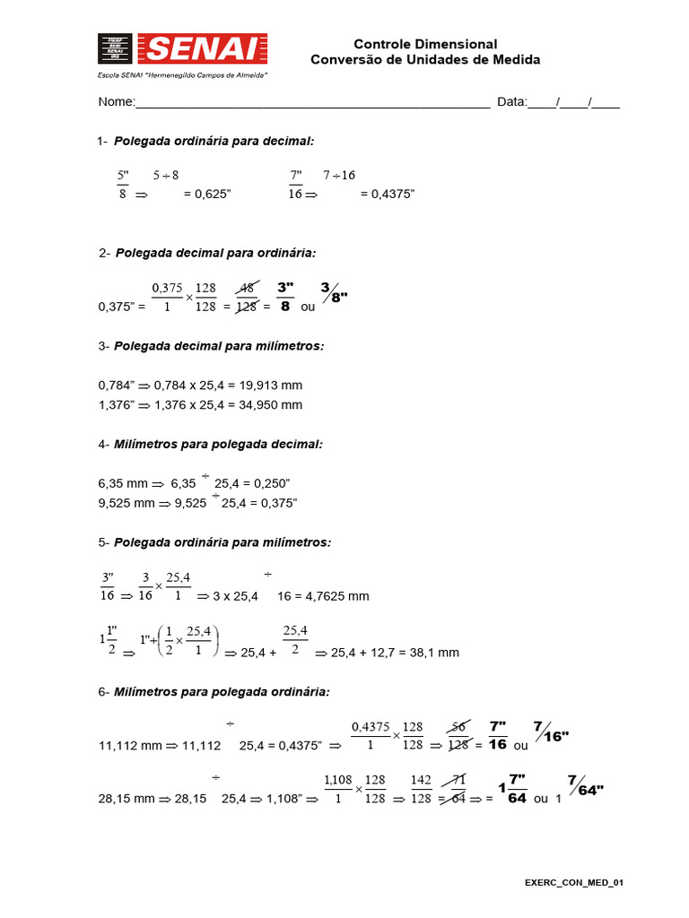 Conversão de Unidades de Medidas | PDF | Tecnologia e Engenharia
