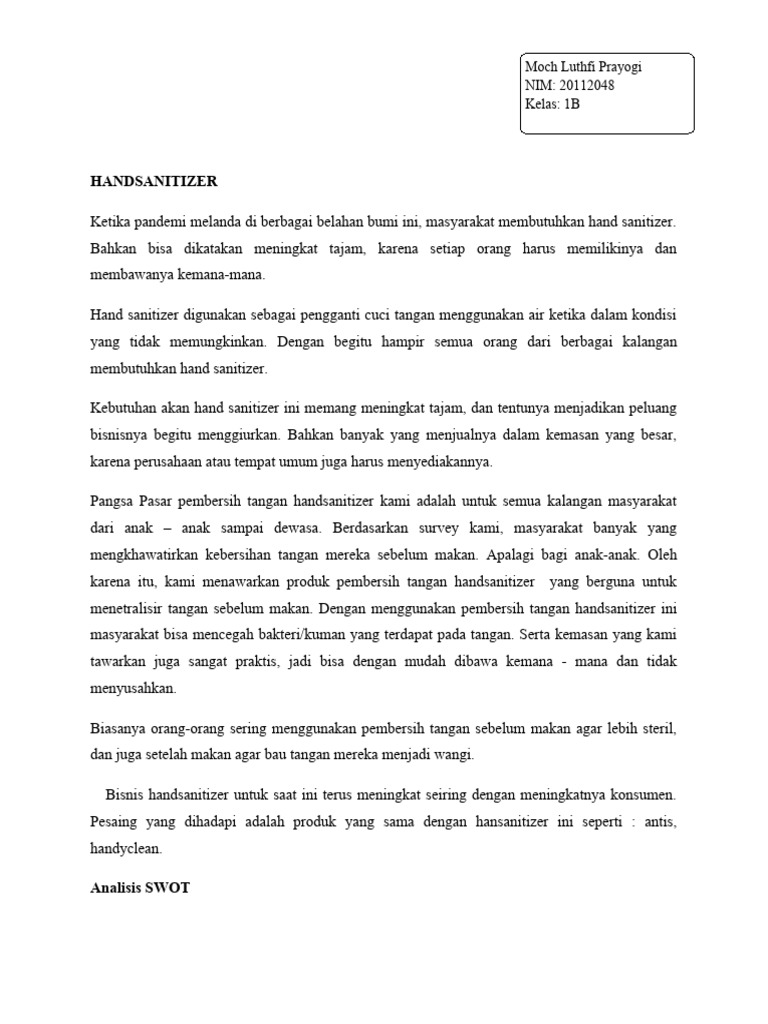 Tugas Pengantar Ilmu Administrasi Bisnis - Analisis Swot | PDF