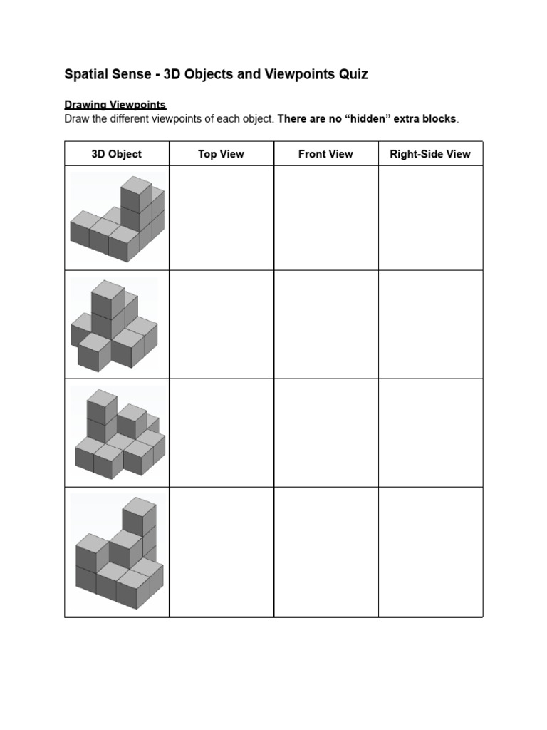 3D Object Viewpoints Quiz | PDF