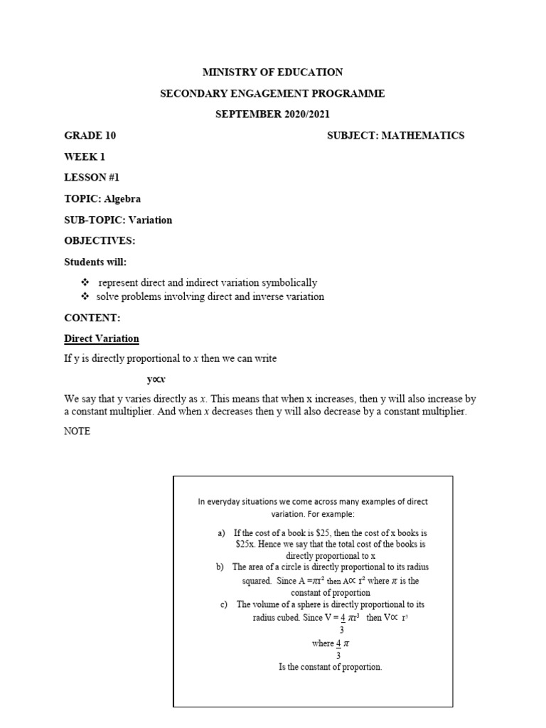 Grade 10 Mathematics Week 1 Lesson 1 | PDF | Acceleration | Physical Quantities