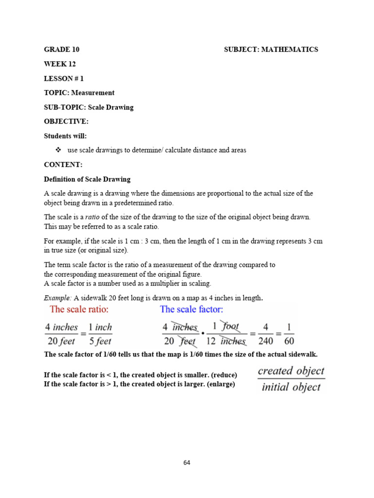 Grade 10 Mathematics Week 12 Lesson 1 | PDF | Measurement | Ratio