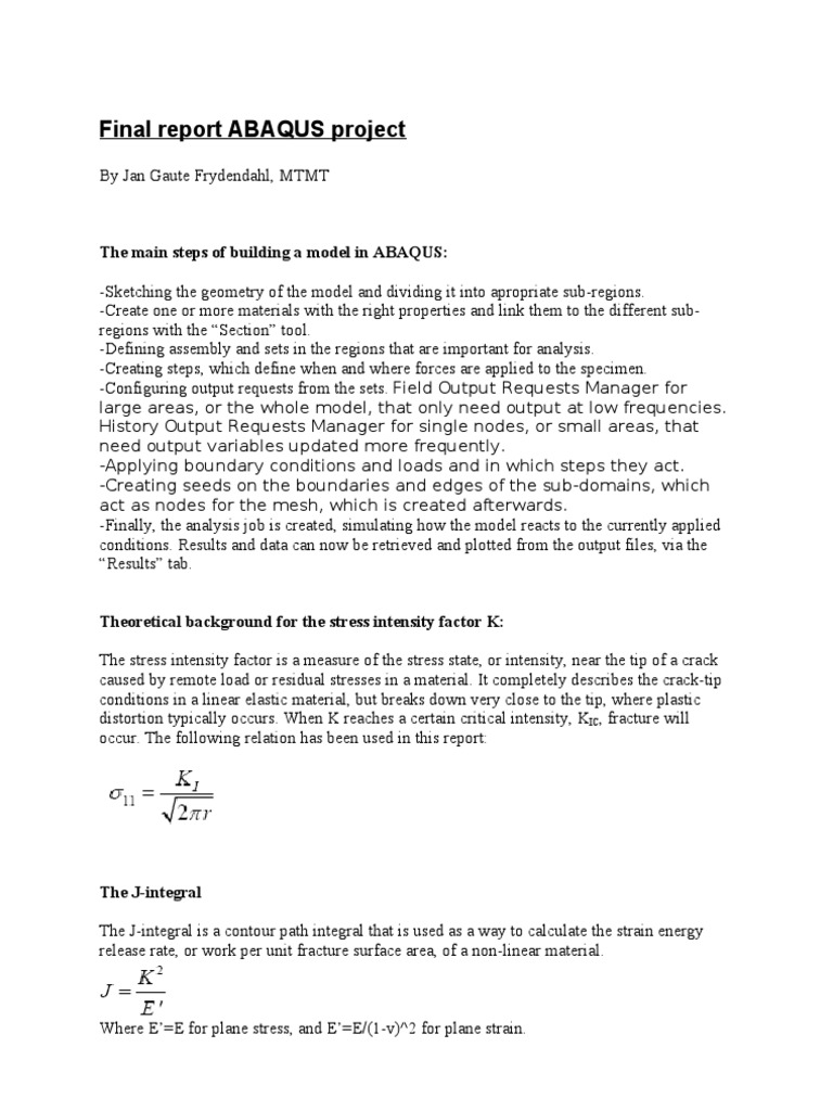 Final Report ABAQUS Project: The Main Steps of Building A Model in ...