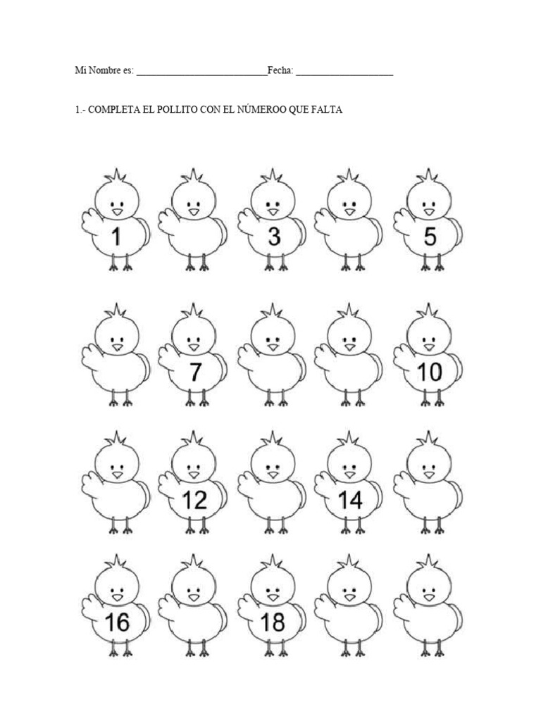 completa con el número que falta | PDF