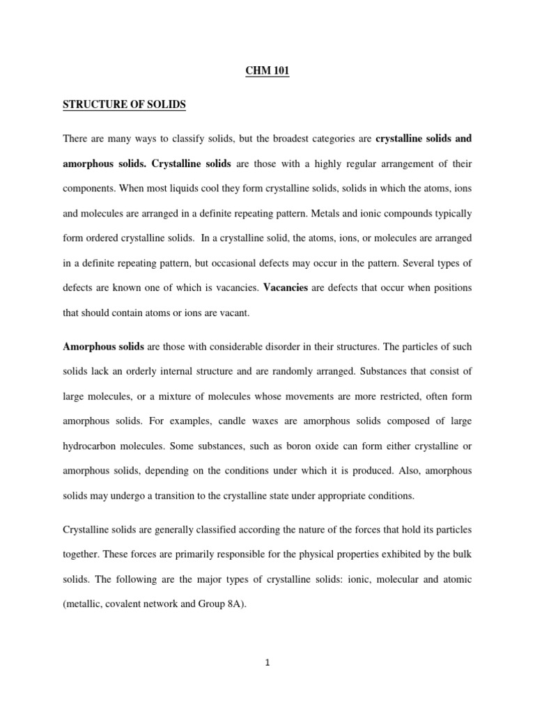 Xture of Solids | PDF | Ion | Chemical Bond